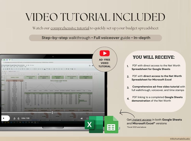Net Worth Tracker Spreadsheet Template Annual Net Worth Dashboard Personal Finance Assets ...