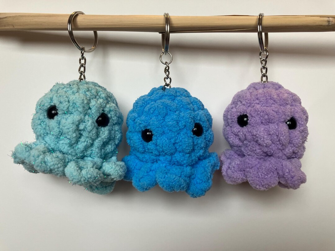 Crochet Octopus Key Ring Mini Octopus Plushie Amigurumi Octopus Small ...