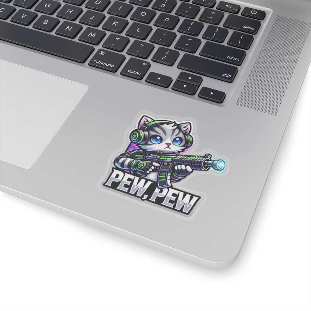 Pew Pew Cat Vinyl Sticker, Vinyl Kiss-cut Durable Sticker - Etsy