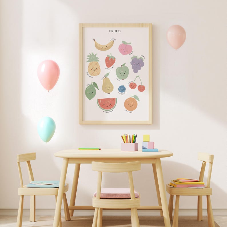 Nursery Fruit Poster, Educational Poster, Montessori Posters for ...