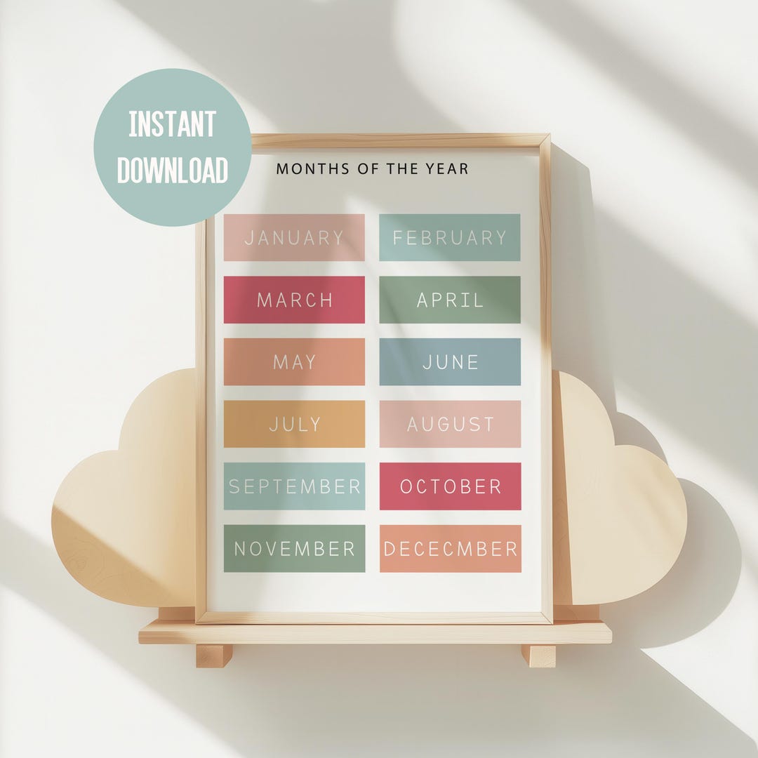Months of the Year Educational Poster · Rainbow Learning Printable ...