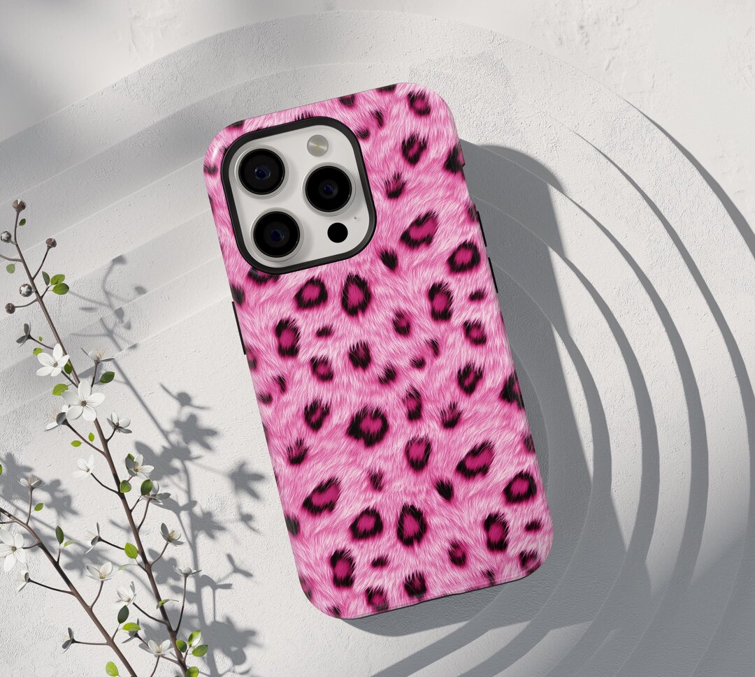 Leopard Phone Case, Pink Fur Texture, Leopard Print Phone Cover, Animal ...