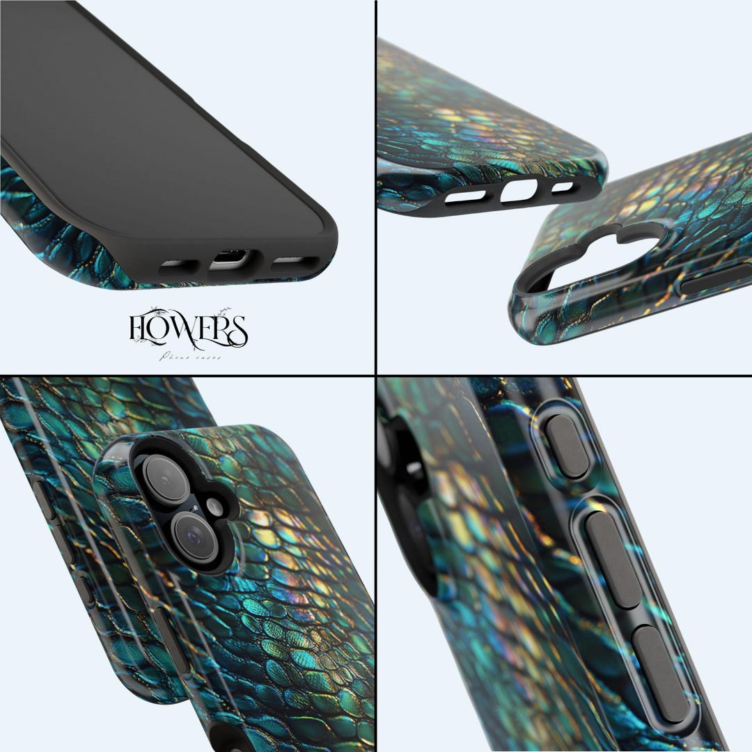 Iridescent Snakeskin Phone Case for iPhone 16 15 14 13 12 11 Pro Max ...