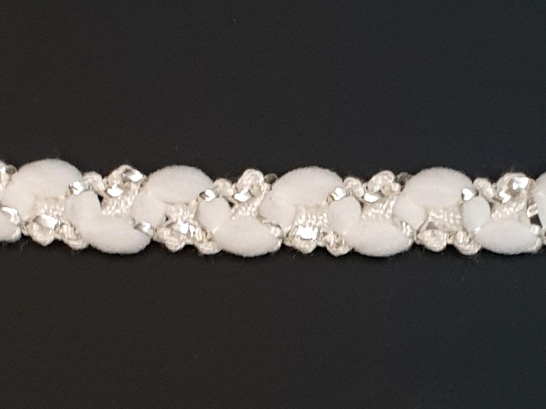 Vintage French Braided Trim 7mm, White Silver Metallic, Chanel Style ...