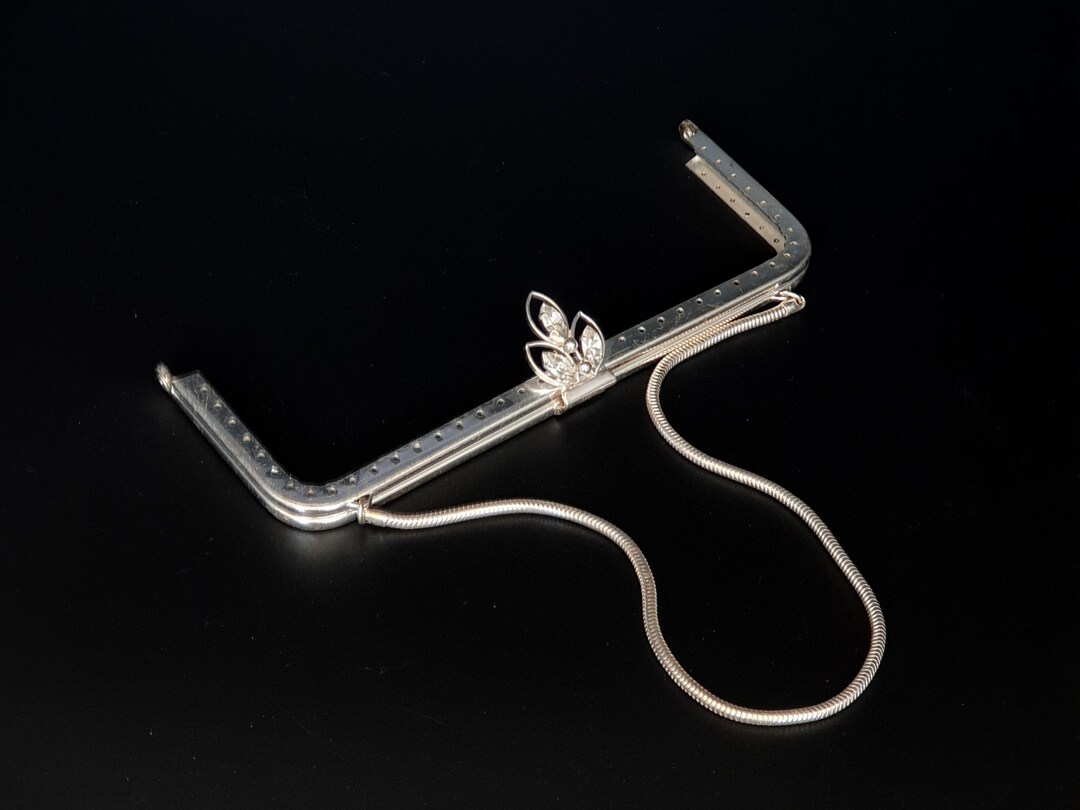 Vintage Frame for Bag, Clutch or Purse With Jeweled Clasp. Rhodium ...