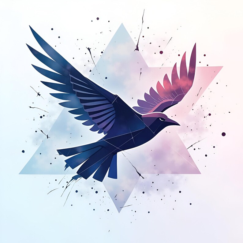 Abstract Bird in a Sky of Dynamic Shapes - Etsy UK