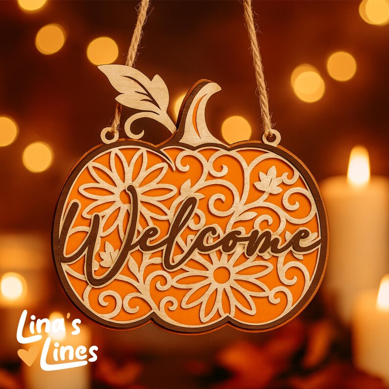 Pumpkin Welcome Sign SVG | Fall Porch Decor | Thanksgiving Door Hanger ...