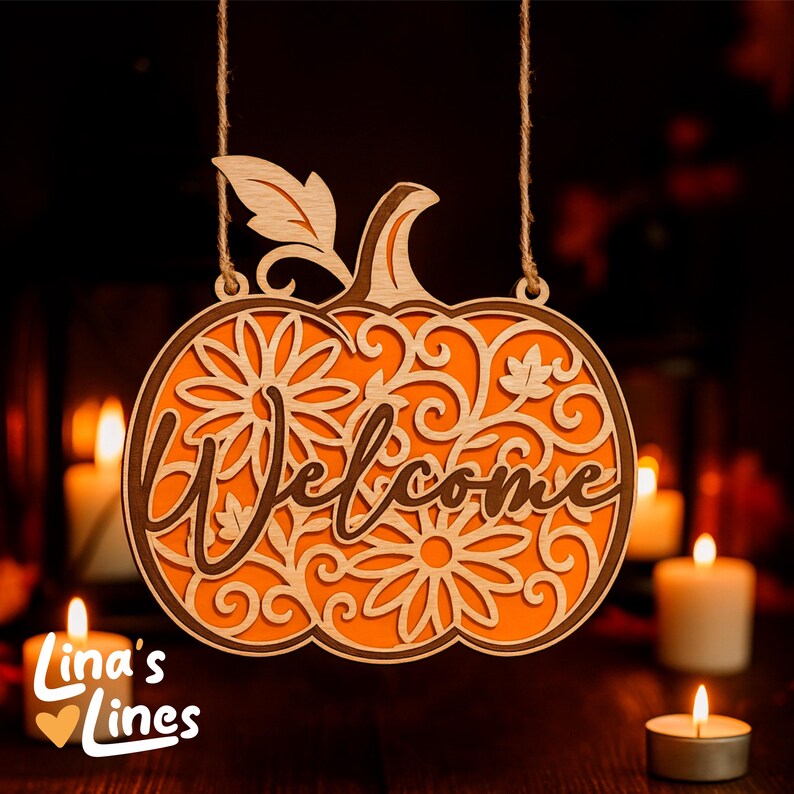 Pumpkin Welcome Sign SVG | Fall Porch Decor | Thanksgiving Door Hanger ...