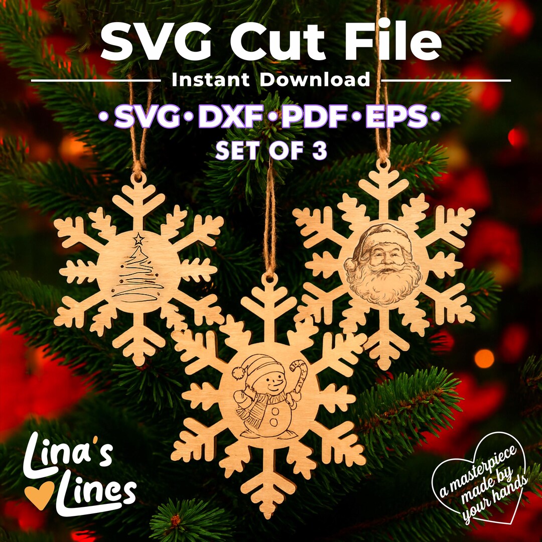 Engraved Snowflake Ornament SVG | Christmas Laser Cut File (digital ...