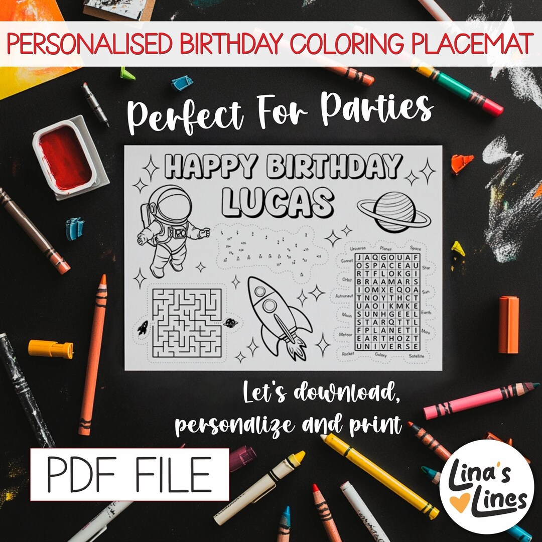 Space Coloring Puzzle. Entertainment for a Child's Birthday and His ...