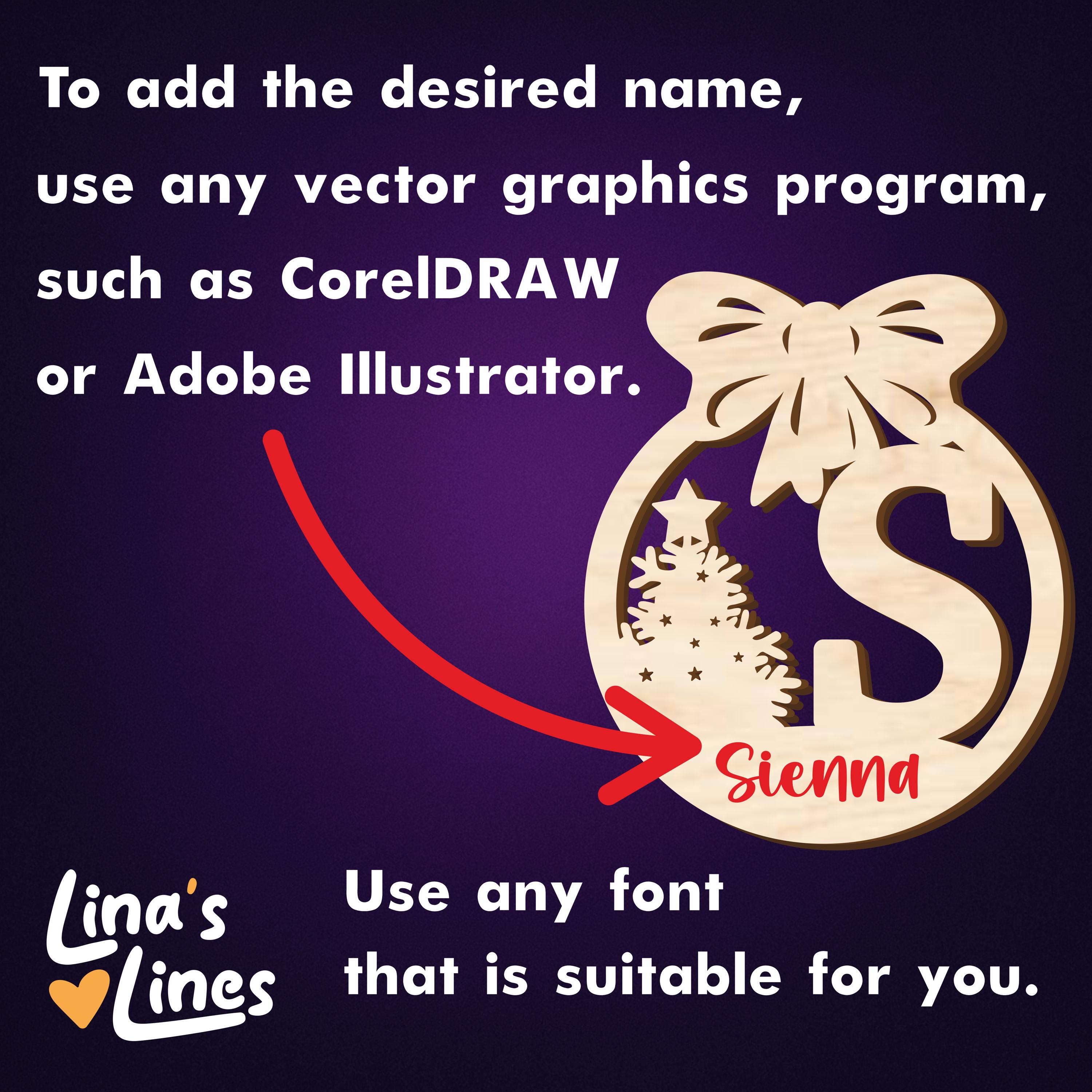 Alphabet Christmas Ornament SVG | Personalized Bauble Laser Cut File - Etsy
