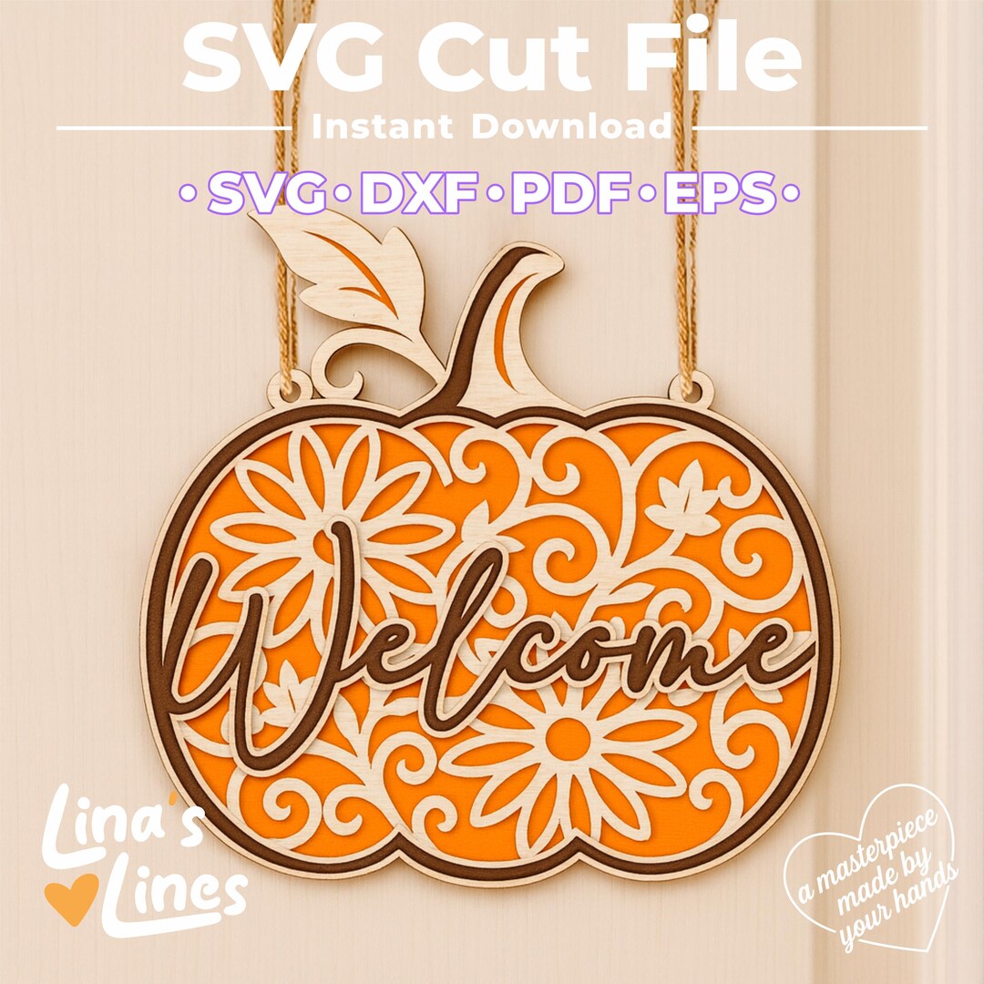 Pumpkin Welcome Sign SVG | Fall Porch Decor | Thanksgiving Door Hanger ...