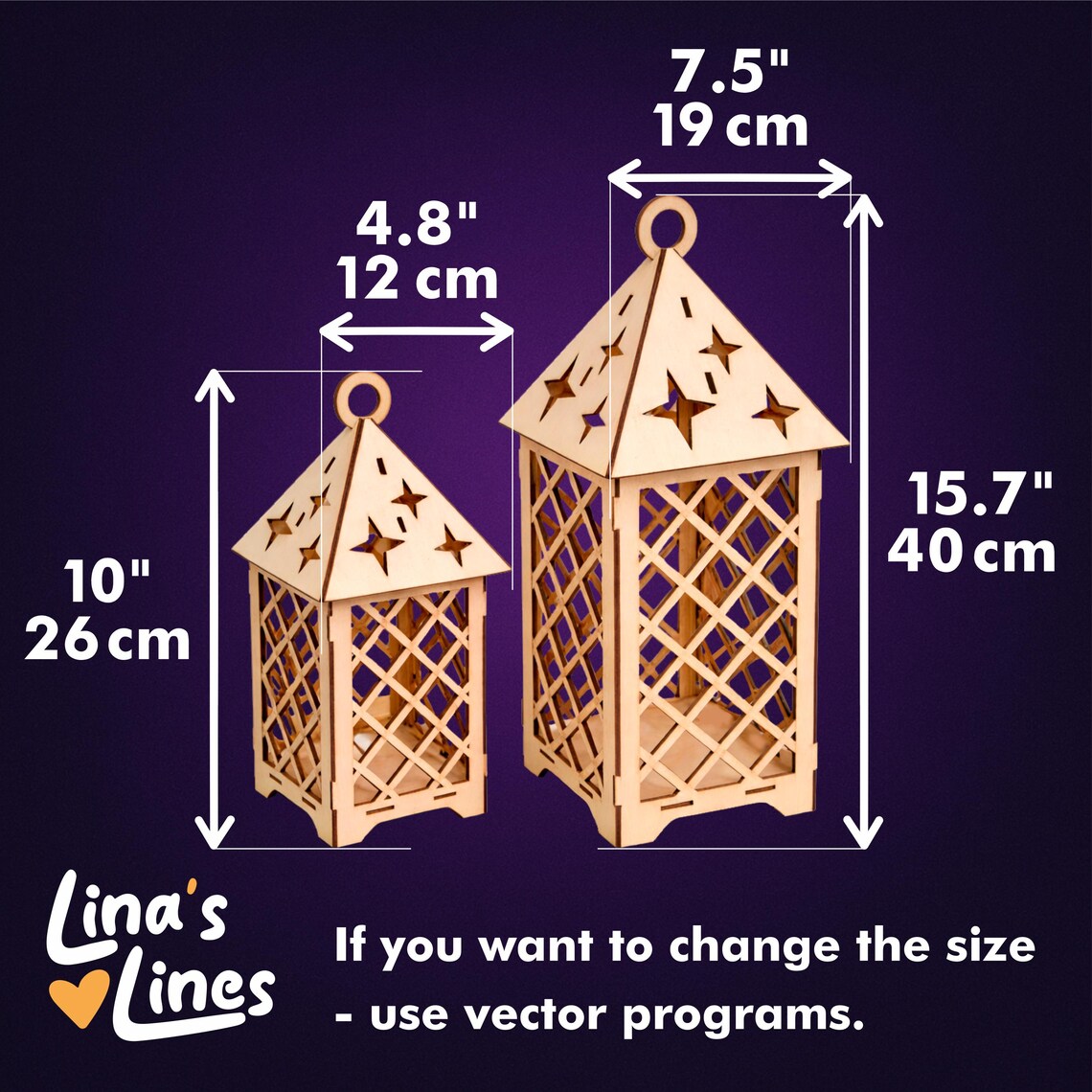 Lantern SVG Laser Cut File Set | 2 Sizes Wooden Lanterns | 3 4 6 Mm ...