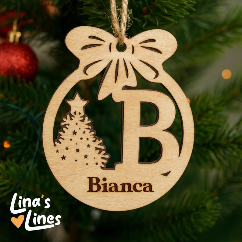 Alphabet Christmas Ornament SVG | Personalized Bauble Laser Cut File - Etsy