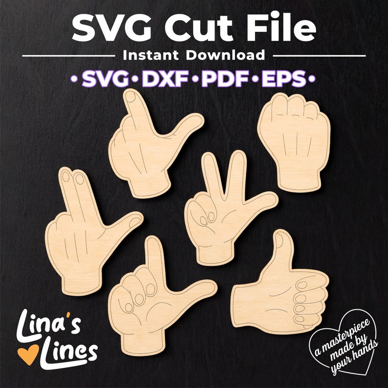 ASL Hand Signs SVG Bundle | Laser Cut Files (digital Download) - Etsy