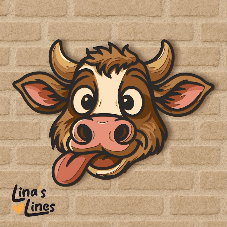 Funny Cow SVG, Laser Cut Farmhouse Decor, Multilayer 3D (digital ...