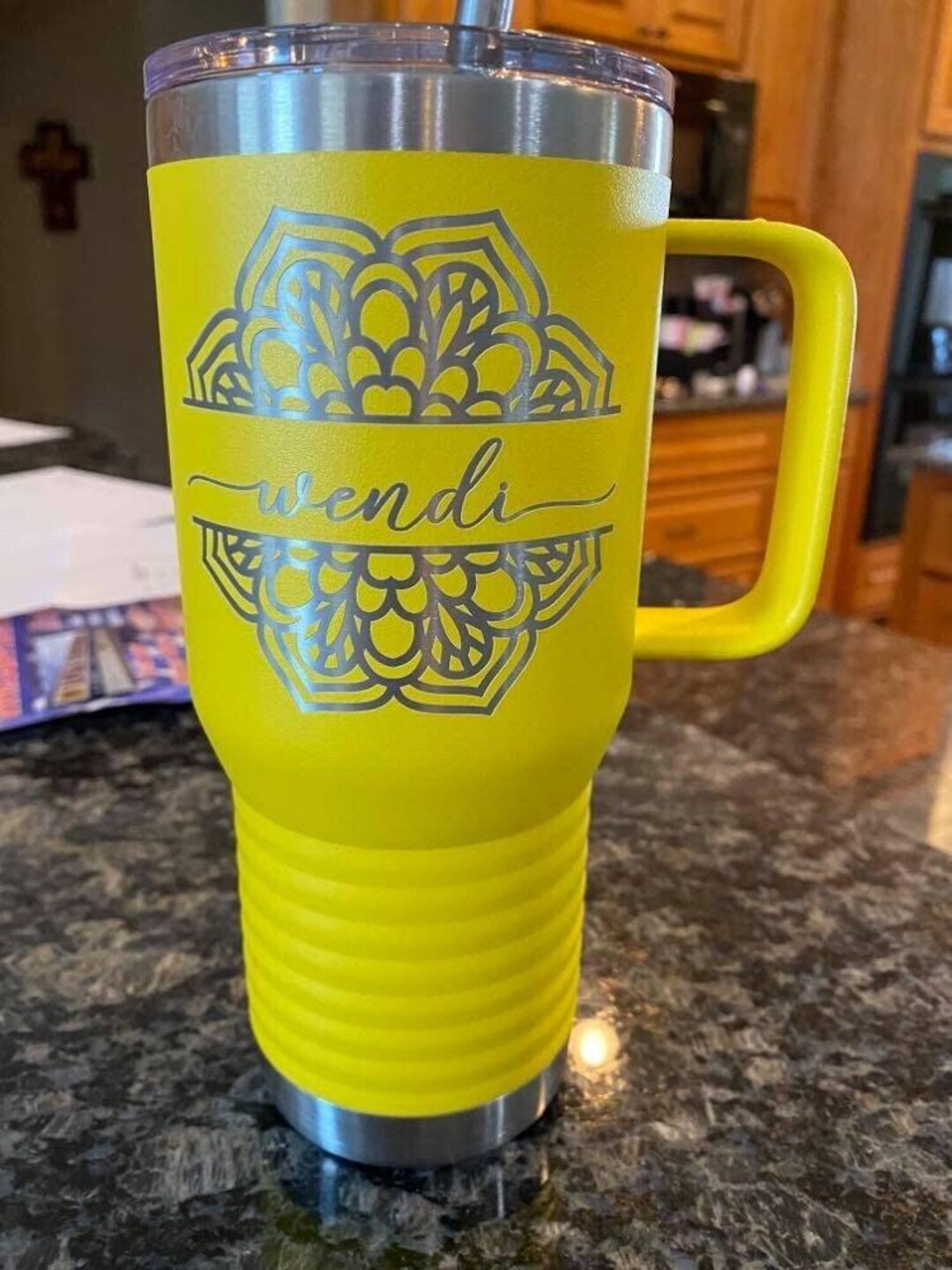 100 Personalized Tumbler With Handle | Insulated | Coffee Water Travel ...