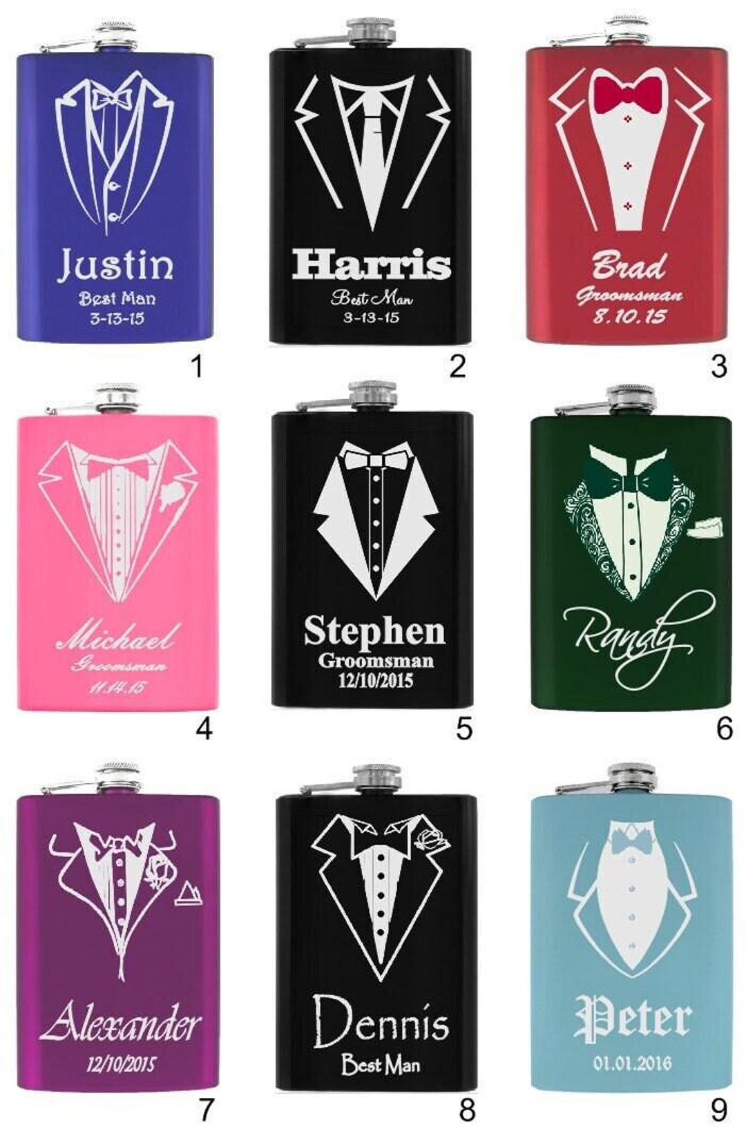 6 Oz Groomsman, Groom, Father of the Bride/groom Laser Engraved Flask ...