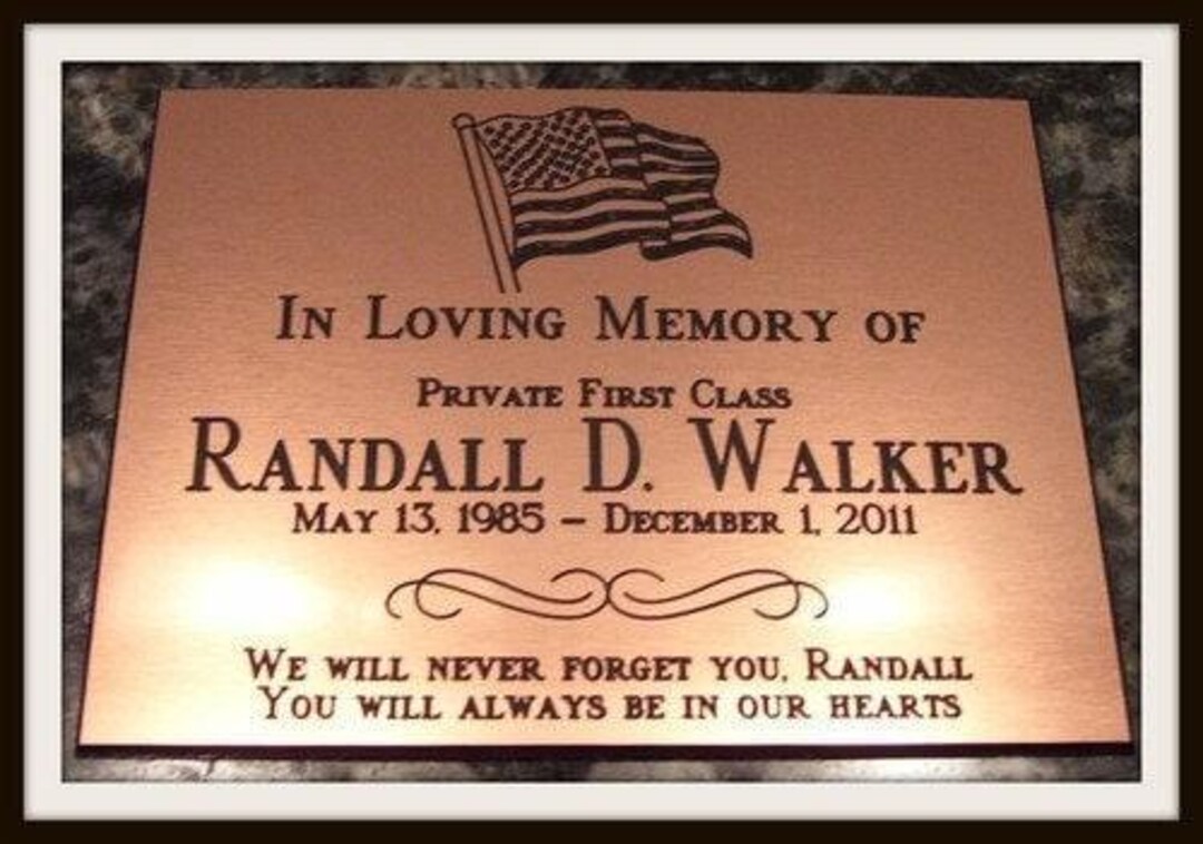 Memorial Engraved Headstone Marker Plate Color Options: Brass Silver ...