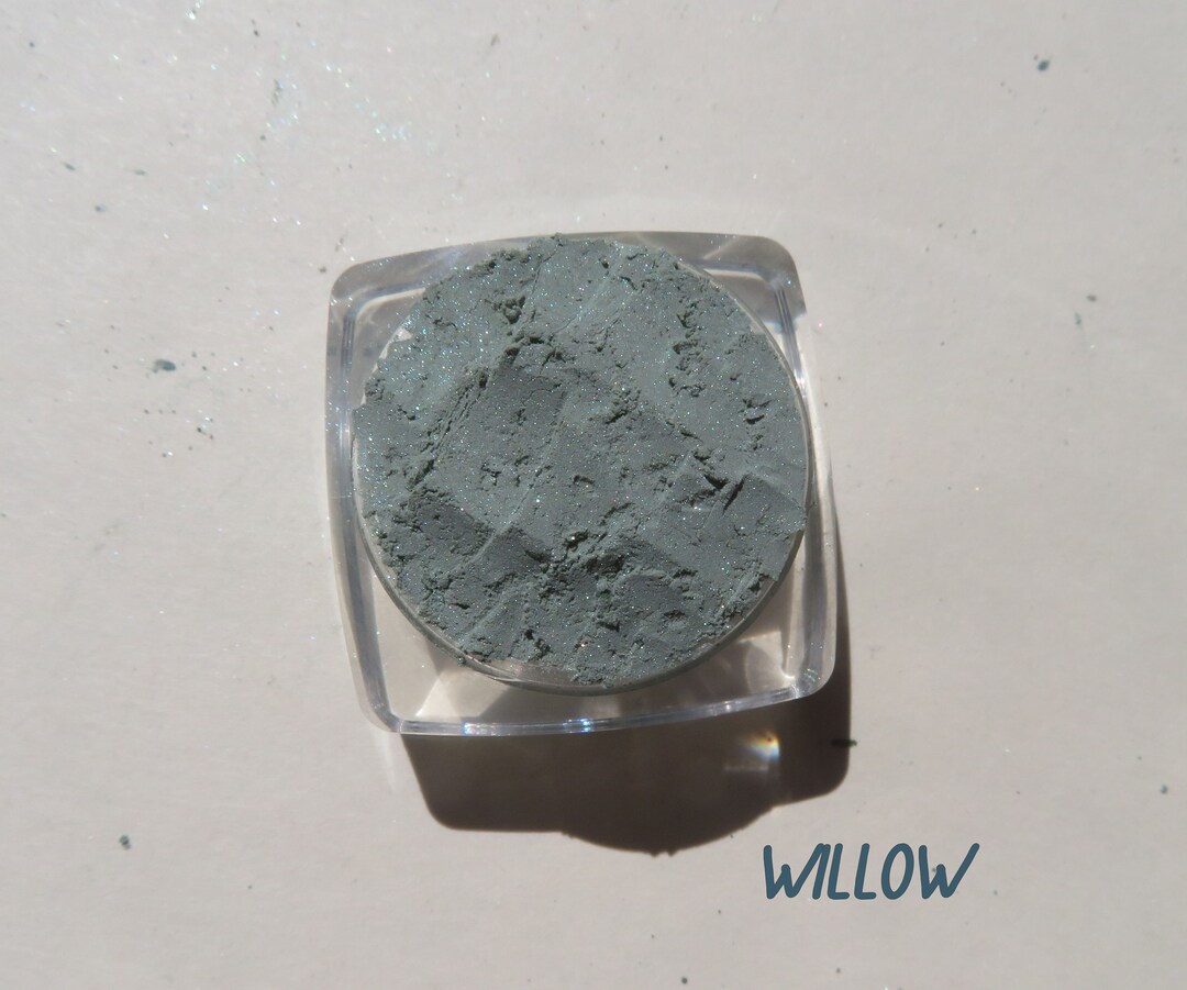 Willow - Shimmer Green Gray Loose Powder Mineral Eyeshadow, Cruelty Free, Eco-friendly, Vegan ...