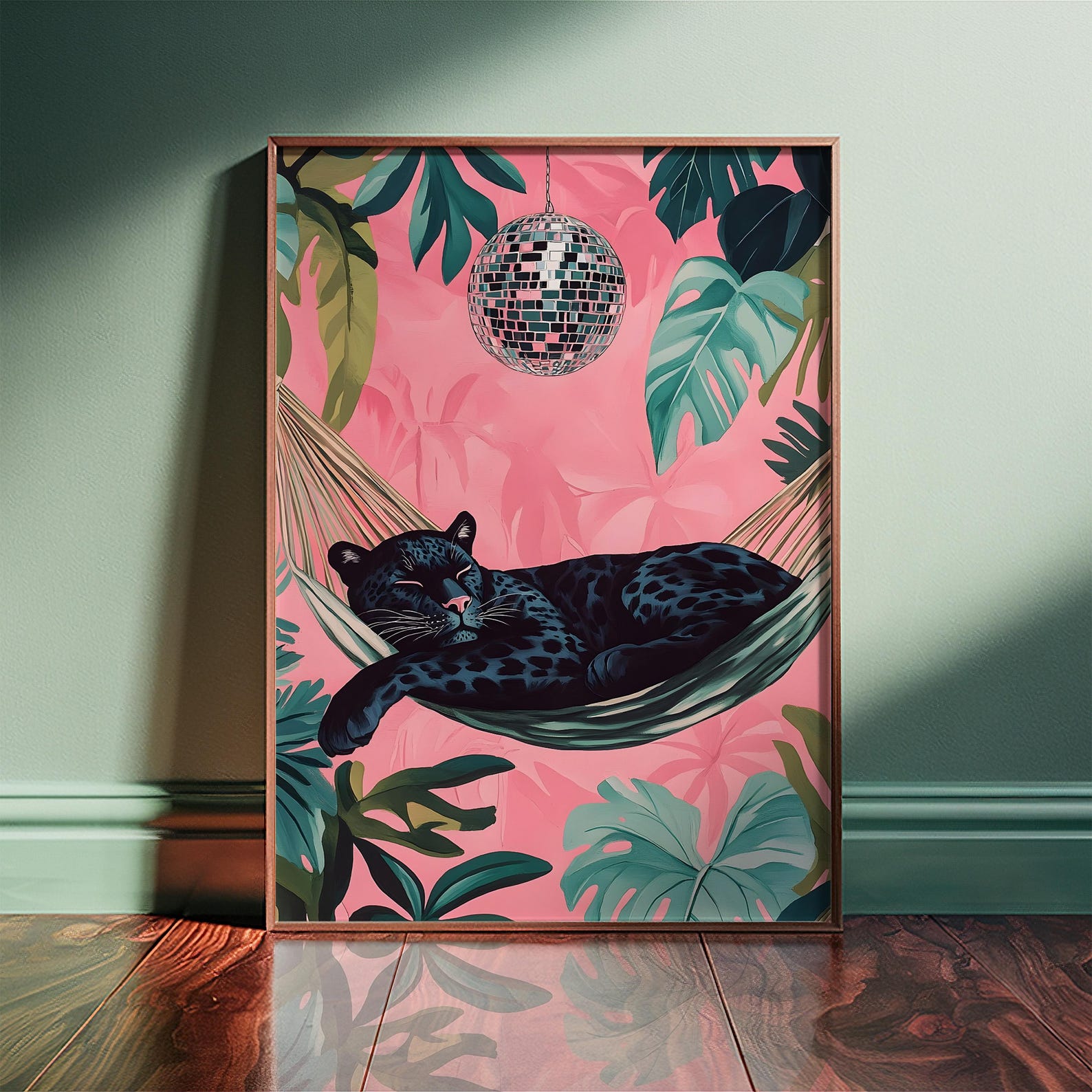 Panther Print – Tropical Disco Vibes, Framed or Unframed Vertical ...