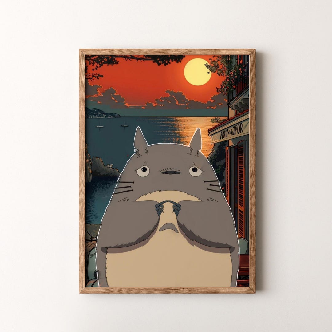 Studio Ghibli Print, My Neighbor Totoro Wooden Framed Vertical Poster ...