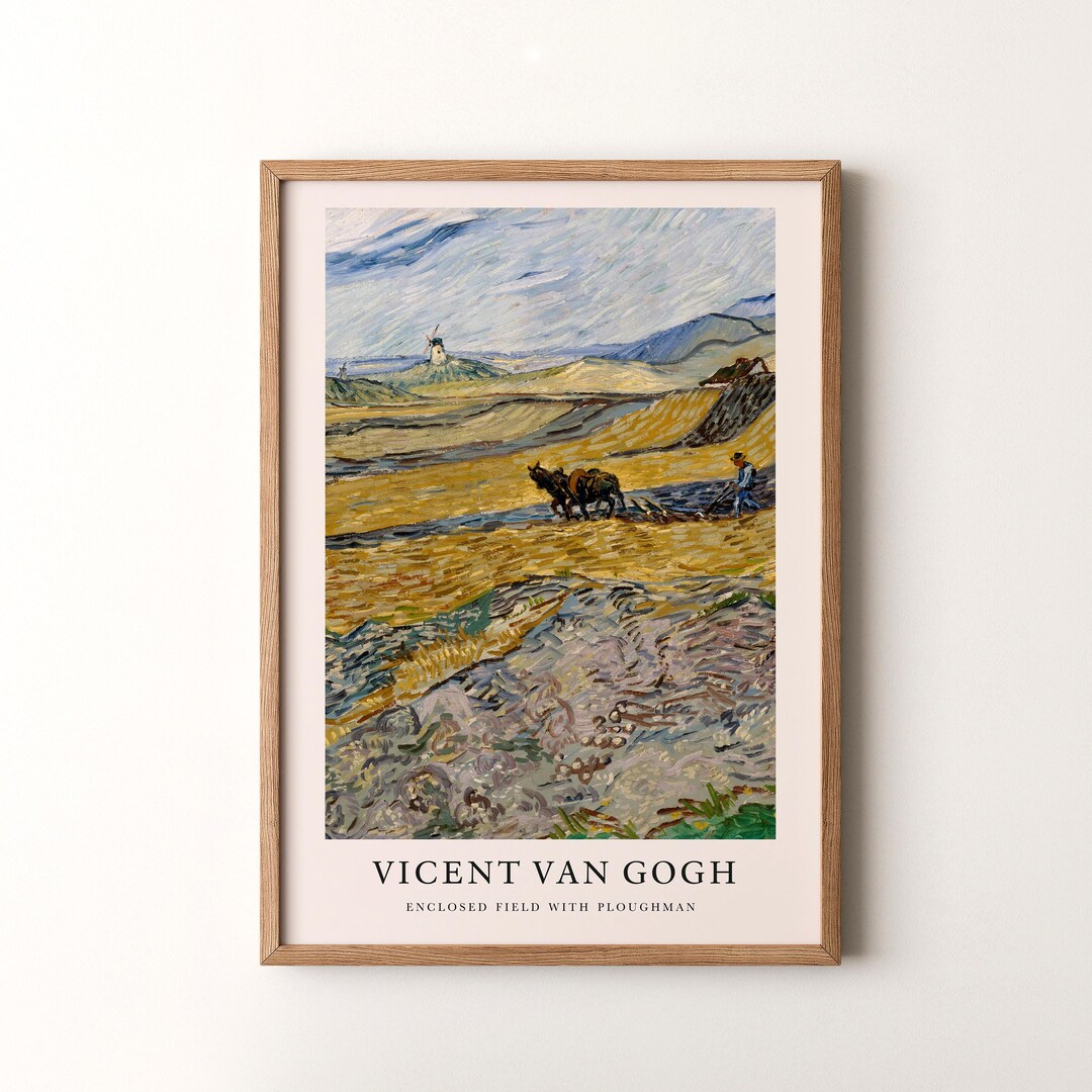 Vincent Van Gogh Print, Enclosed Field With Ploughman Framed or ...