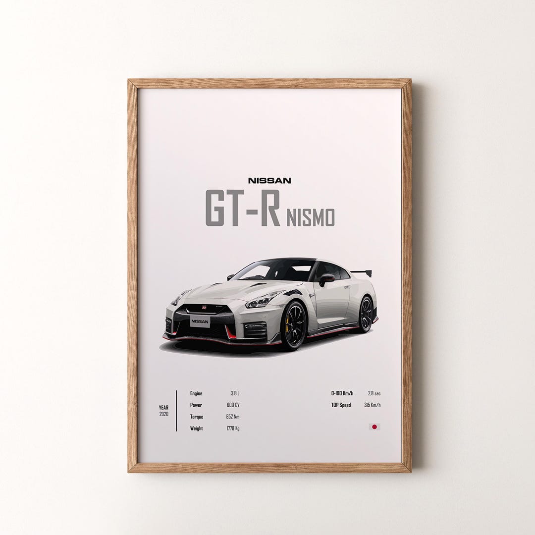 Nissan GT-R Nismo Car Print, Wooden Framed Vertical Poster - Etsy