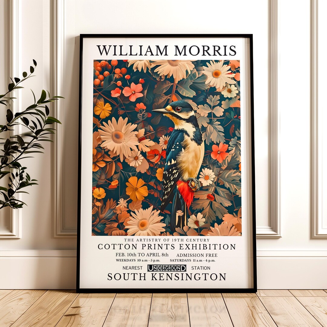 William Morris Print, Bird Pattern Wooden Framed Vertical Poster - Etsy