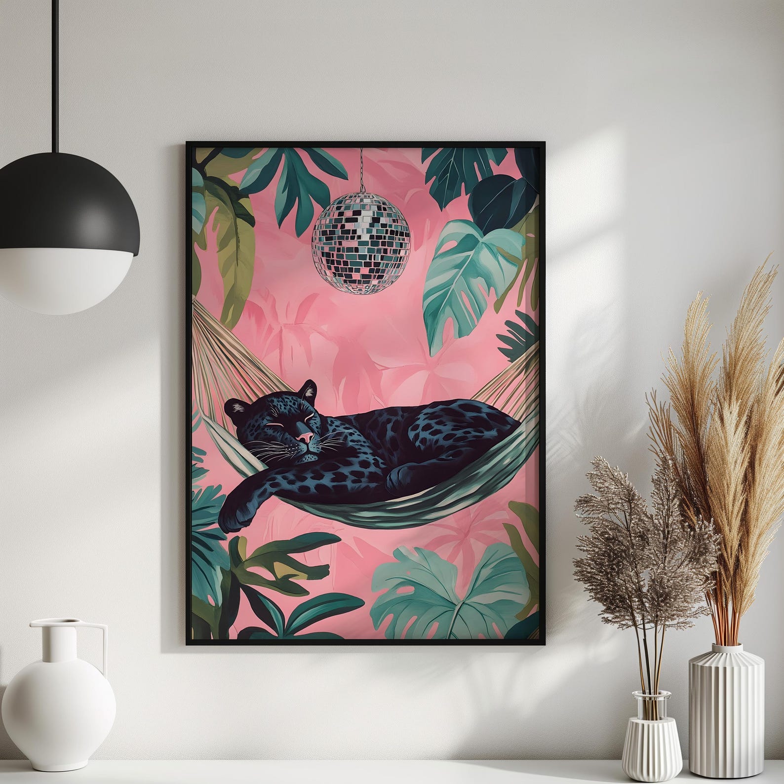 Panther Print – Tropical Disco Vibes, Framed or Unframed Vertical ...