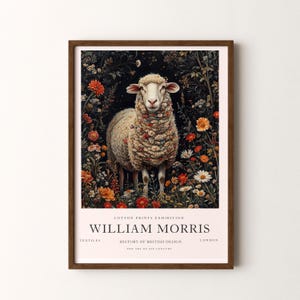 William Morris Print, Sheep Pattern Framed or Unframed Vertical Poster ...