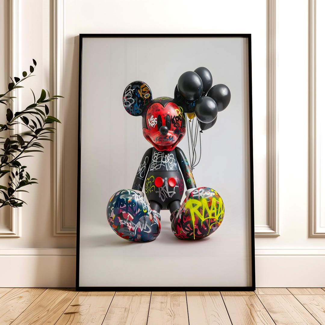 KAWS Inspired Print, Mickey Mouse Wooden Framed Vertical Poster - Etsy