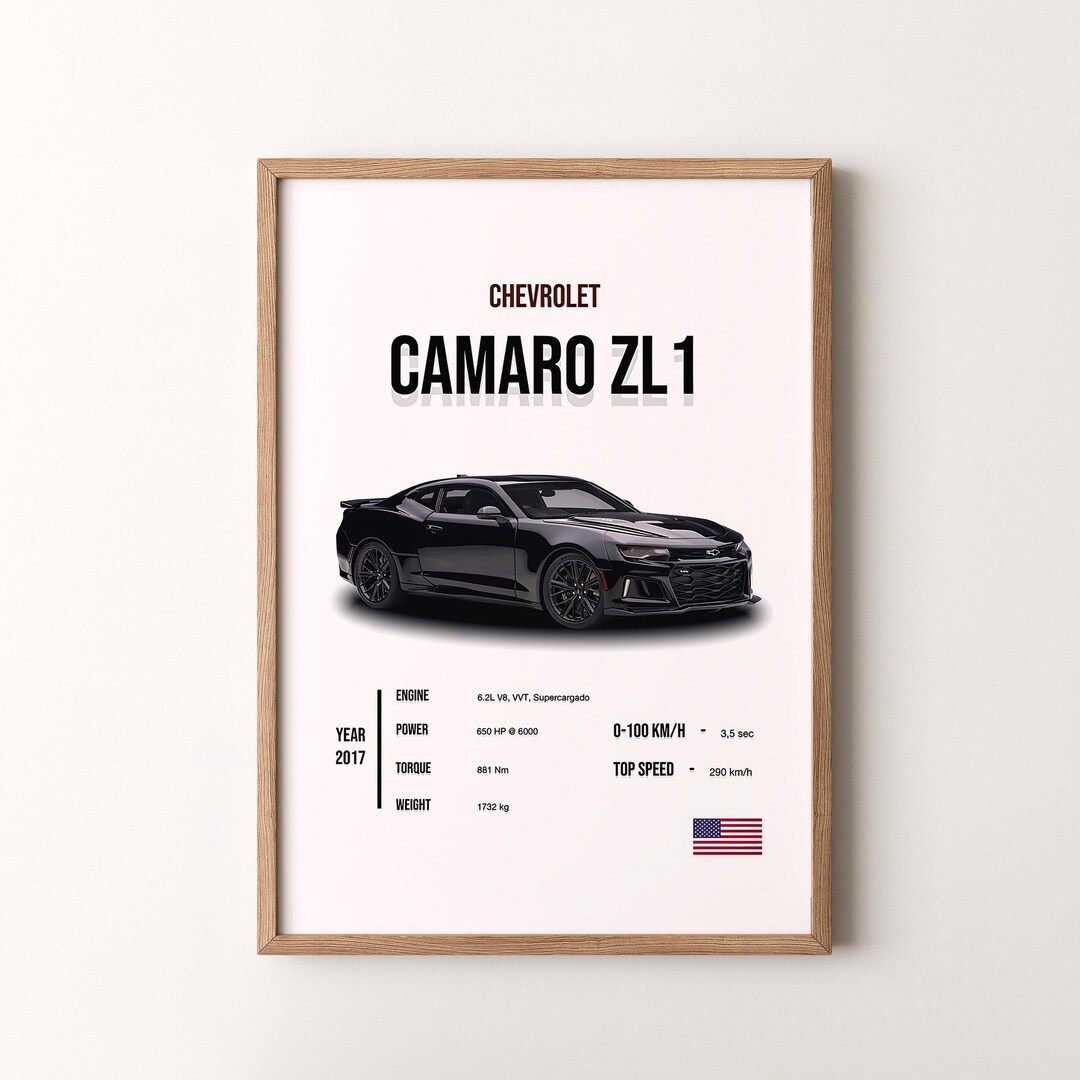 Camaro ZL1 Car Print, Framed or Unframed Vertical Poster - Etsy