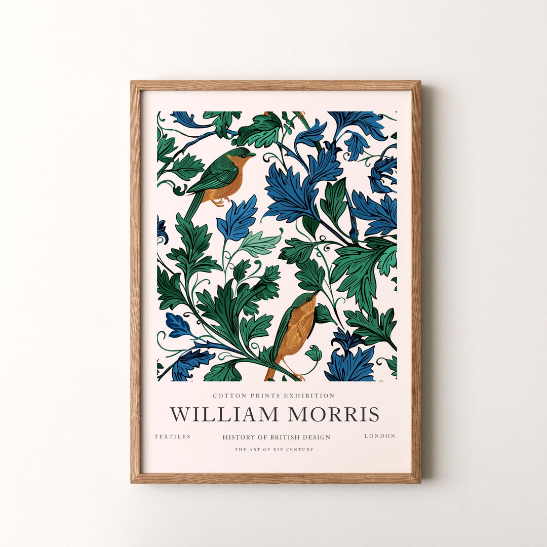 William Morris Print, Bird Pattern Wooden Framed Vertical Poster - Etsy