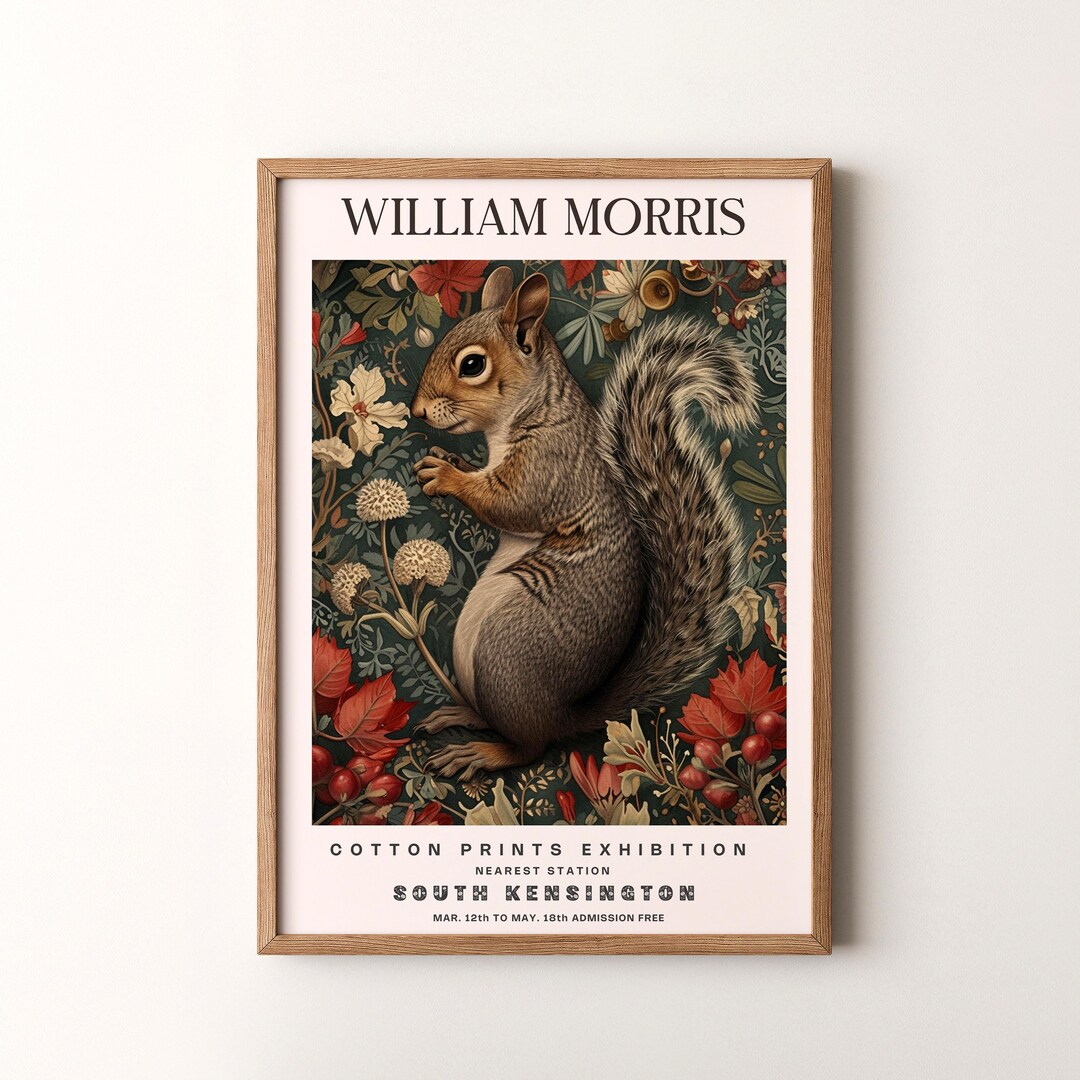 William Morris Print, Squirrel Pattern Framed or Unframed Vertical ...