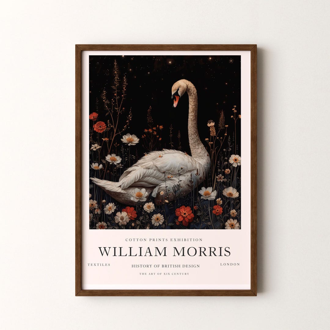 William Morris Print, Swan Pattern Wooden Framed Vertical Poster - Etsy