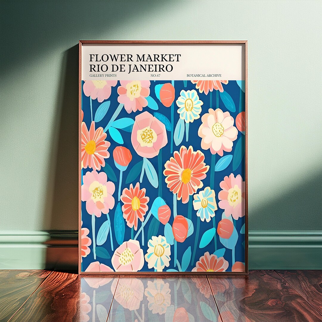 Rio De Janeiro Flower Market – Colorful Floral Poster – Framed or ...