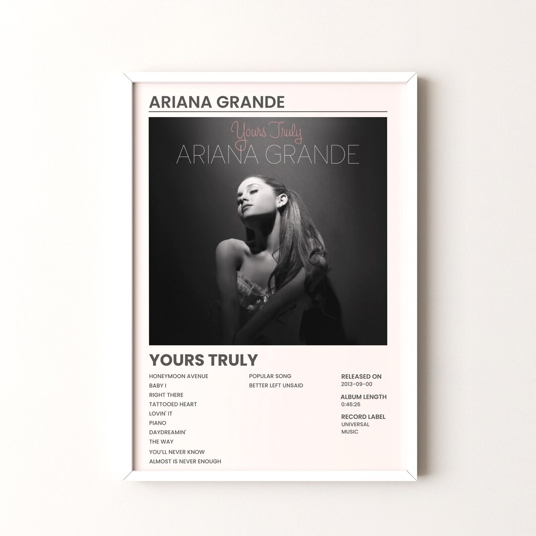 Ariana Grande Album Print, Yours Truly Wooden Framed Vertical Poster - Etsy