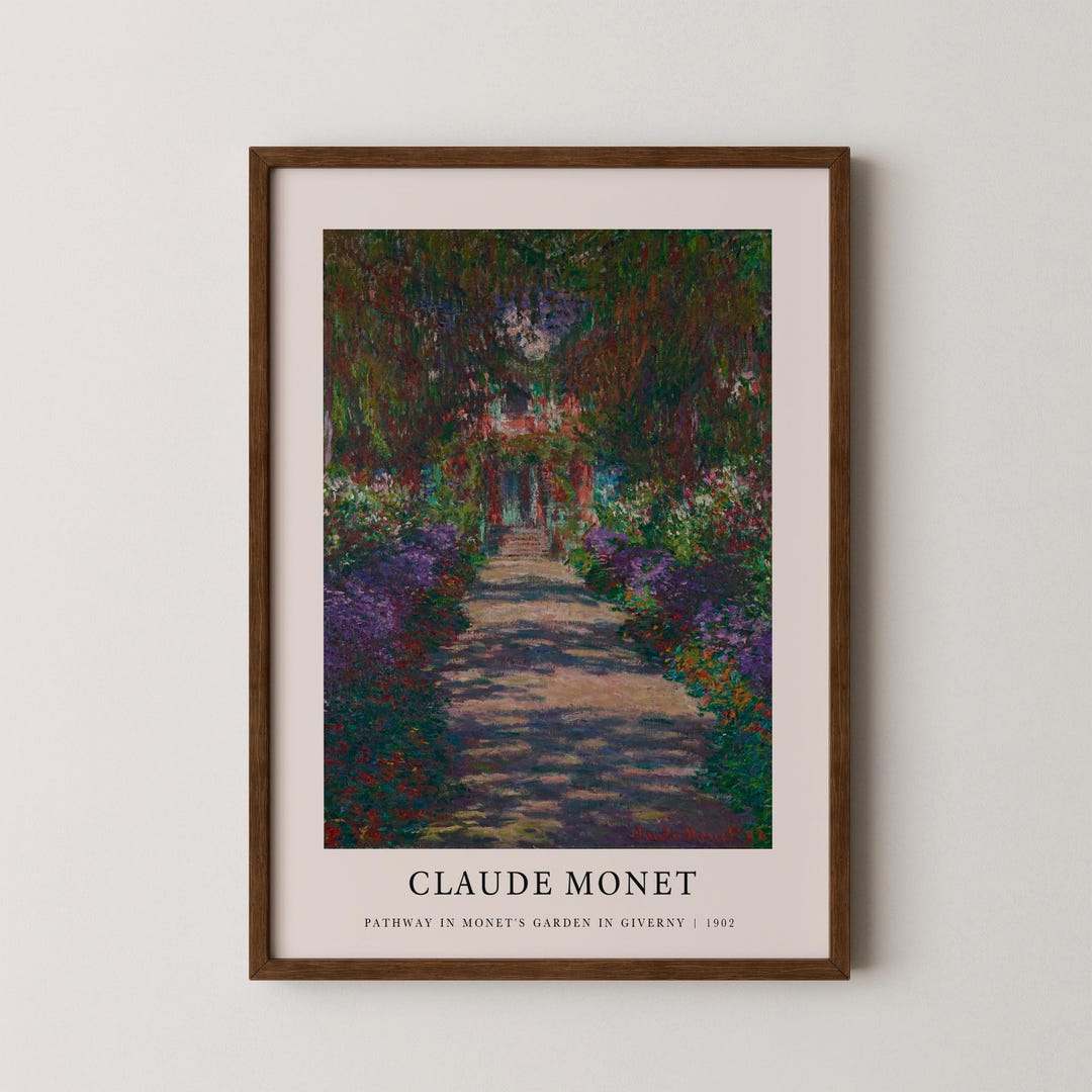 Claude Monet Print, Pathway in Moments Garden in Giverny Framed or ...