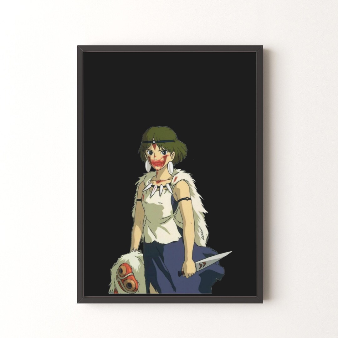 Studio Ghibli Print, Princess Mononoke Wooden Framed Vertical Poster - Etsy