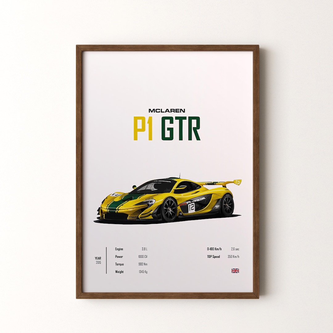 Mclaren P1 GTR Car Print, Framed or Unframed Vertical Poster - Etsy