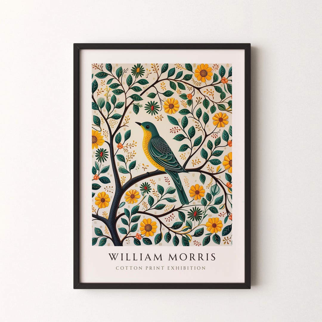 William Morris Print, Bird Pattern Wooden Framed Vertical Poster - Etsy UK