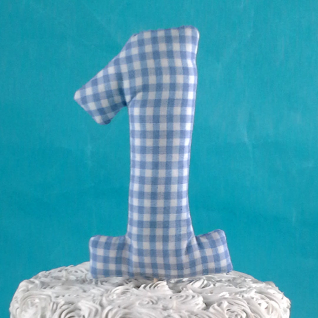 Gingham Number, First Birthday Topper, G233 Stuffed Gingham Number Cake ...