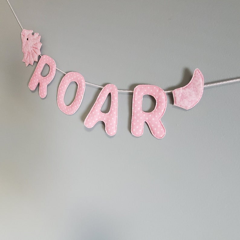 Dinosaur Fabric Banner, Pink ROAR Bunting, Nursery Decor - Etsy