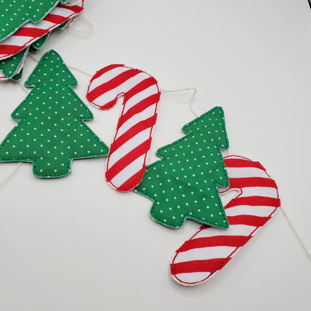Candy Cane Tree Banner Fabric Bunting Holiday X002 - Etsy