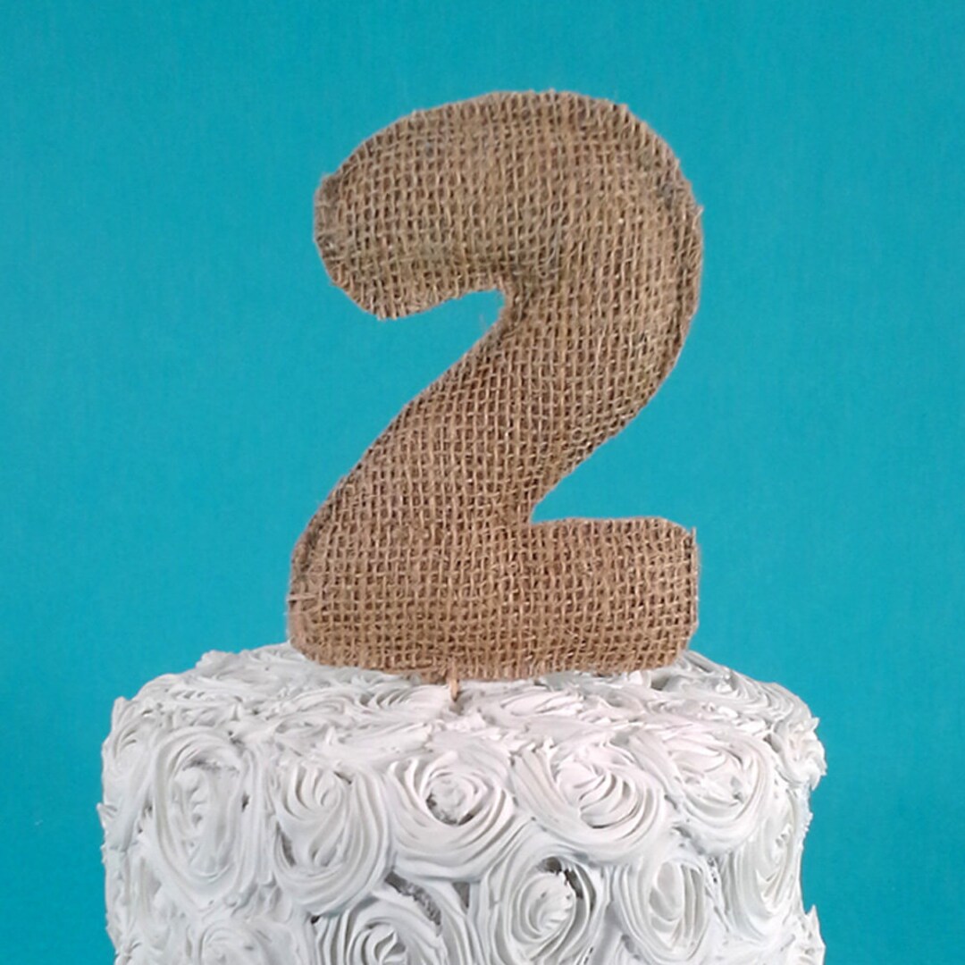 Burlap Number Cake Topper, Rustic Burlap 2nd Birthday Topper, Burlap ...