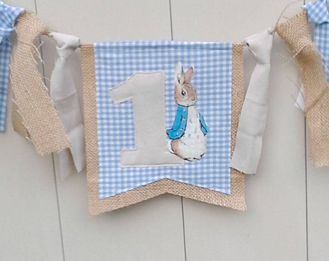 Peter Rabbit Burlap First Birthday Highchair Banner One - Etsy
