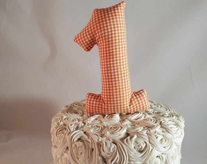 Orange Gingham Fall Number Topper, First Birthday Topper, I185 Stuffed ...
