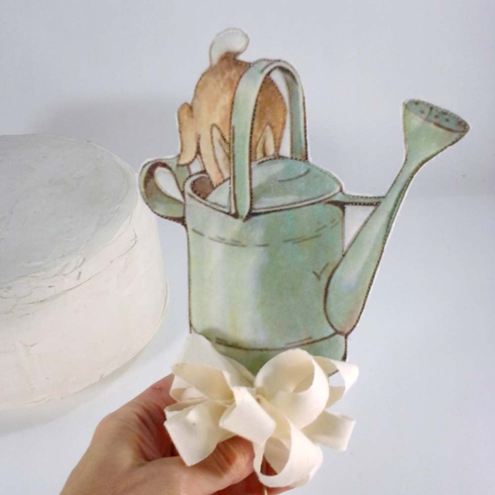 Shabby Chic Peter Rabbit Cake Topper Fabric Watering Can - Etsy