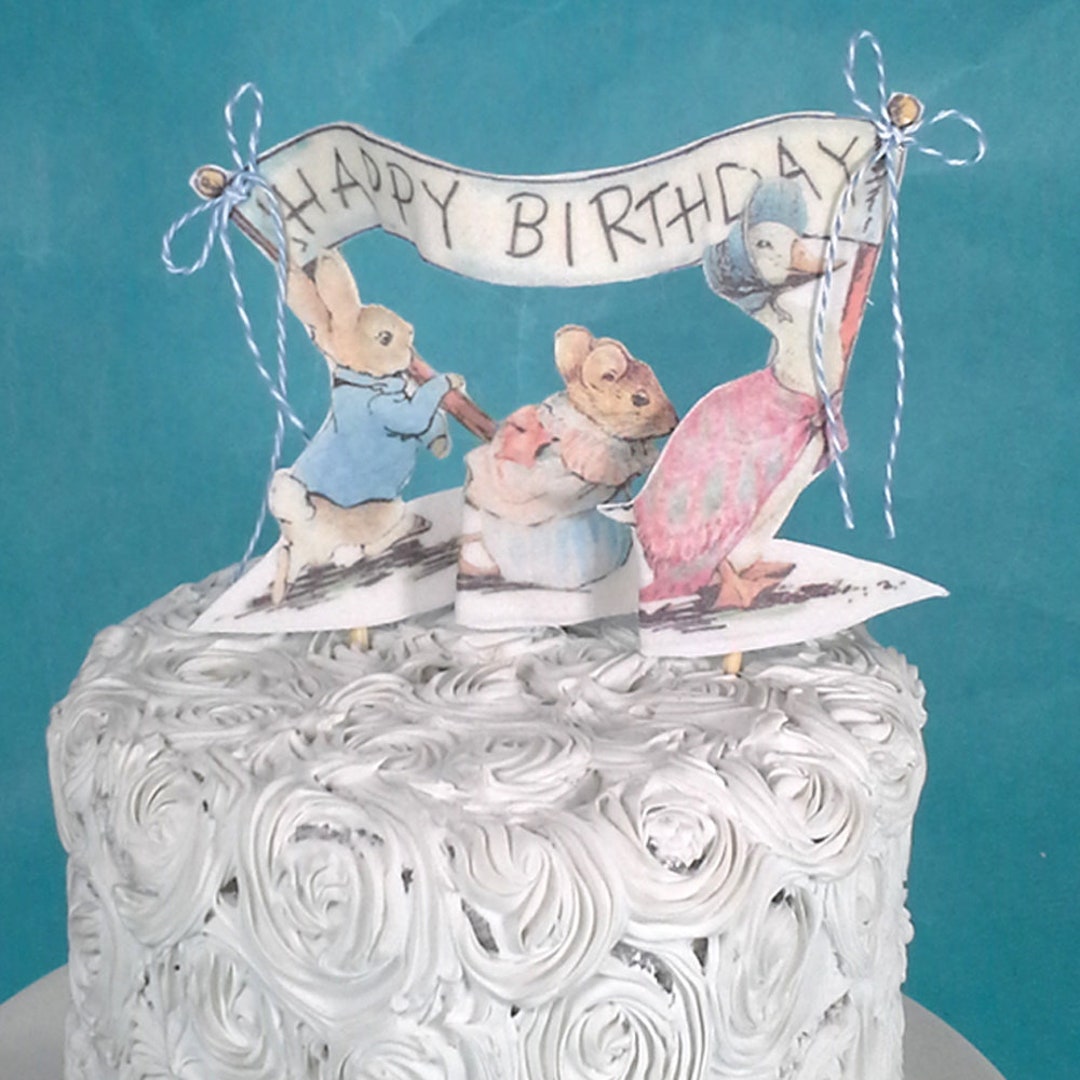 Peter Rabbit Cake Topper, Fabric Peter Rabbit Birthday Party Decoration ...